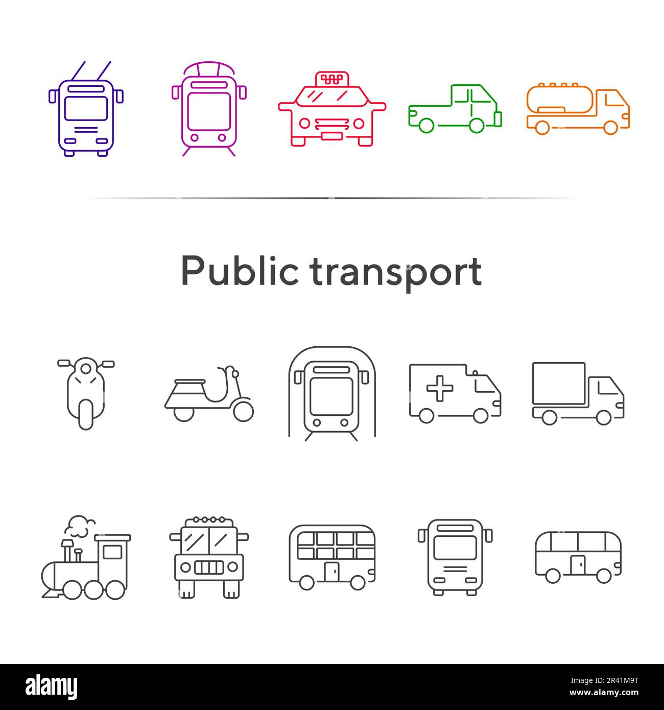 Public transport line icon set Stock Vector Image & Art - Alamy