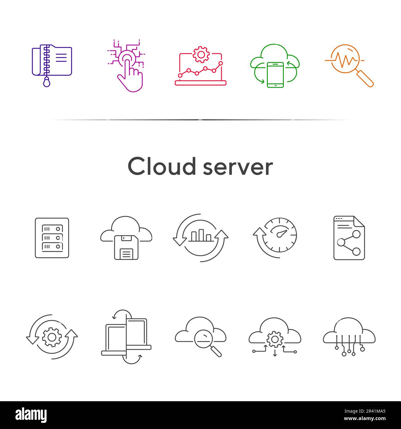 Cloud server line icon set Stock Vector Image & Art - Alamy