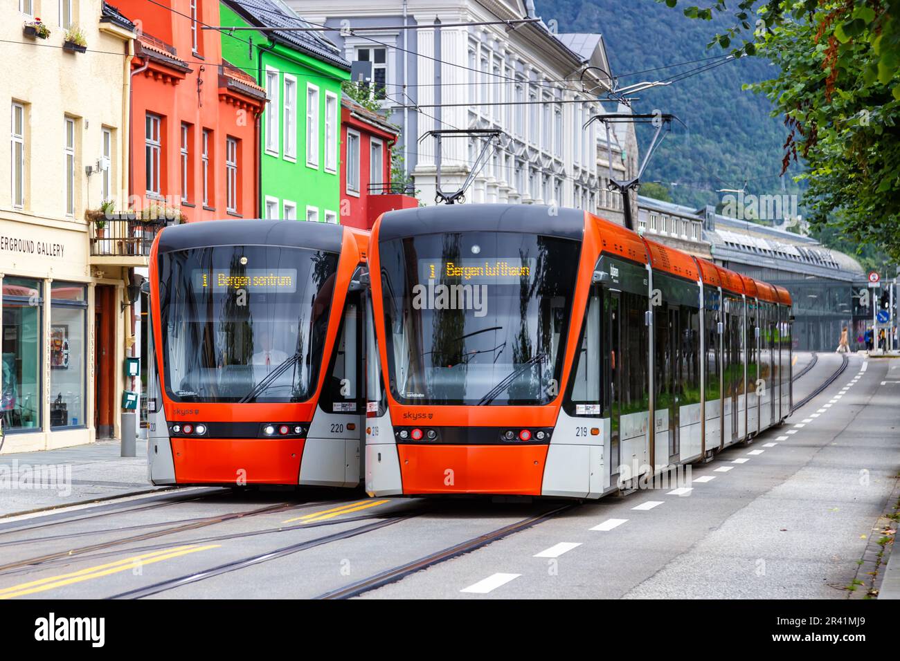 Bergen Bybane light rail public transport transport in the street ...