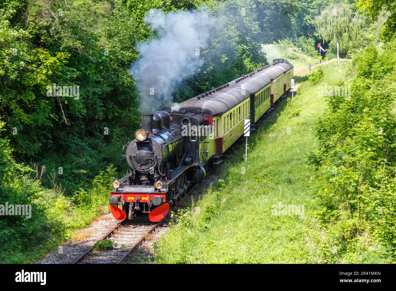 Steam train of Miljoenenlijn museum railroad steam train near Wijlre in ...