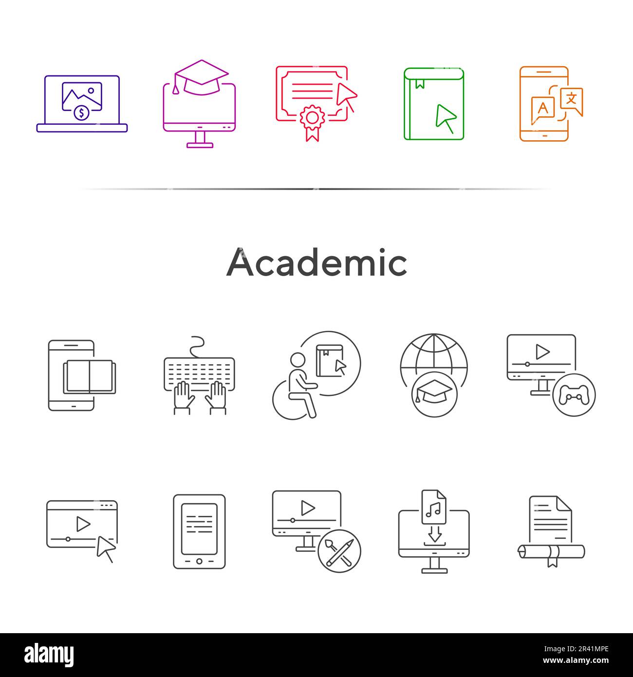 Academic line icon set Stock Vector Image & Art - Alamy