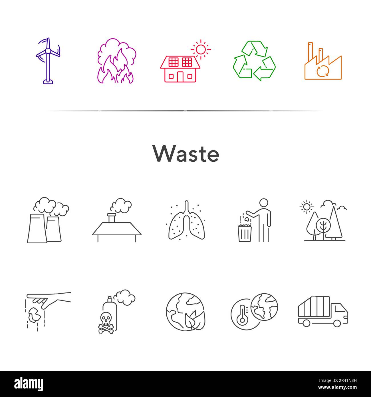 Waste line icon set Stock Vector Image & Art - Alamy