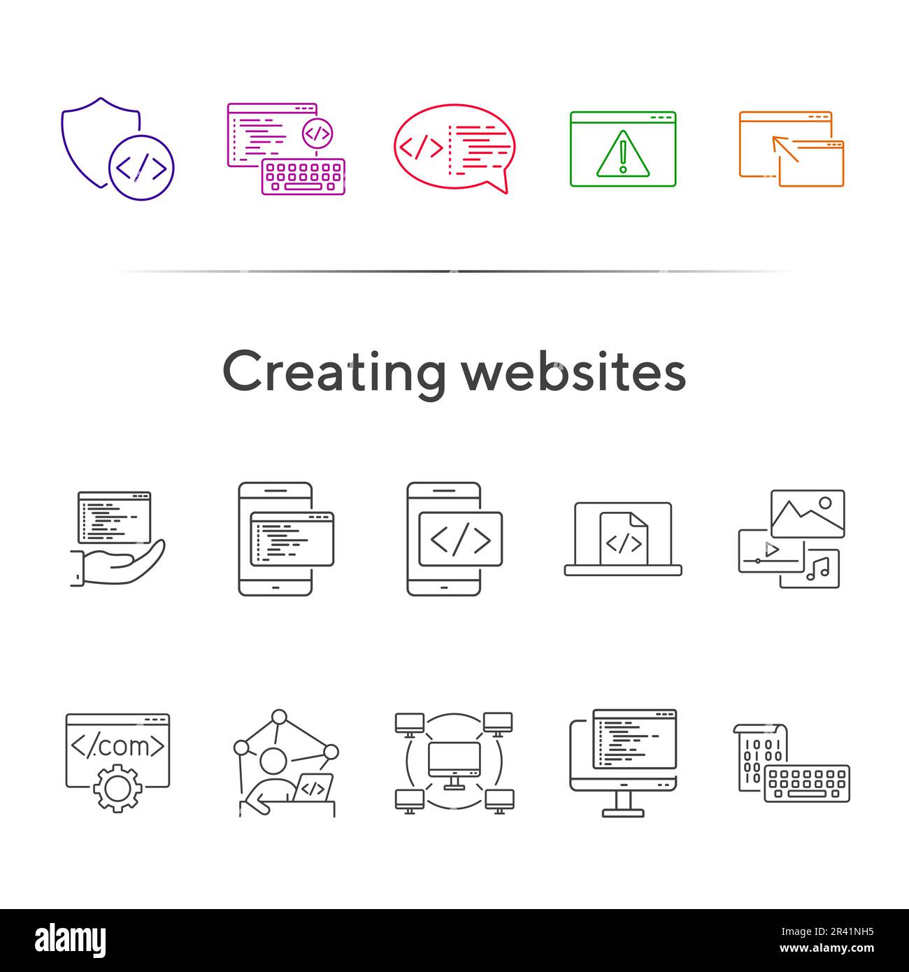 Creating websites icons Stock Vector Image & Art - Alamy