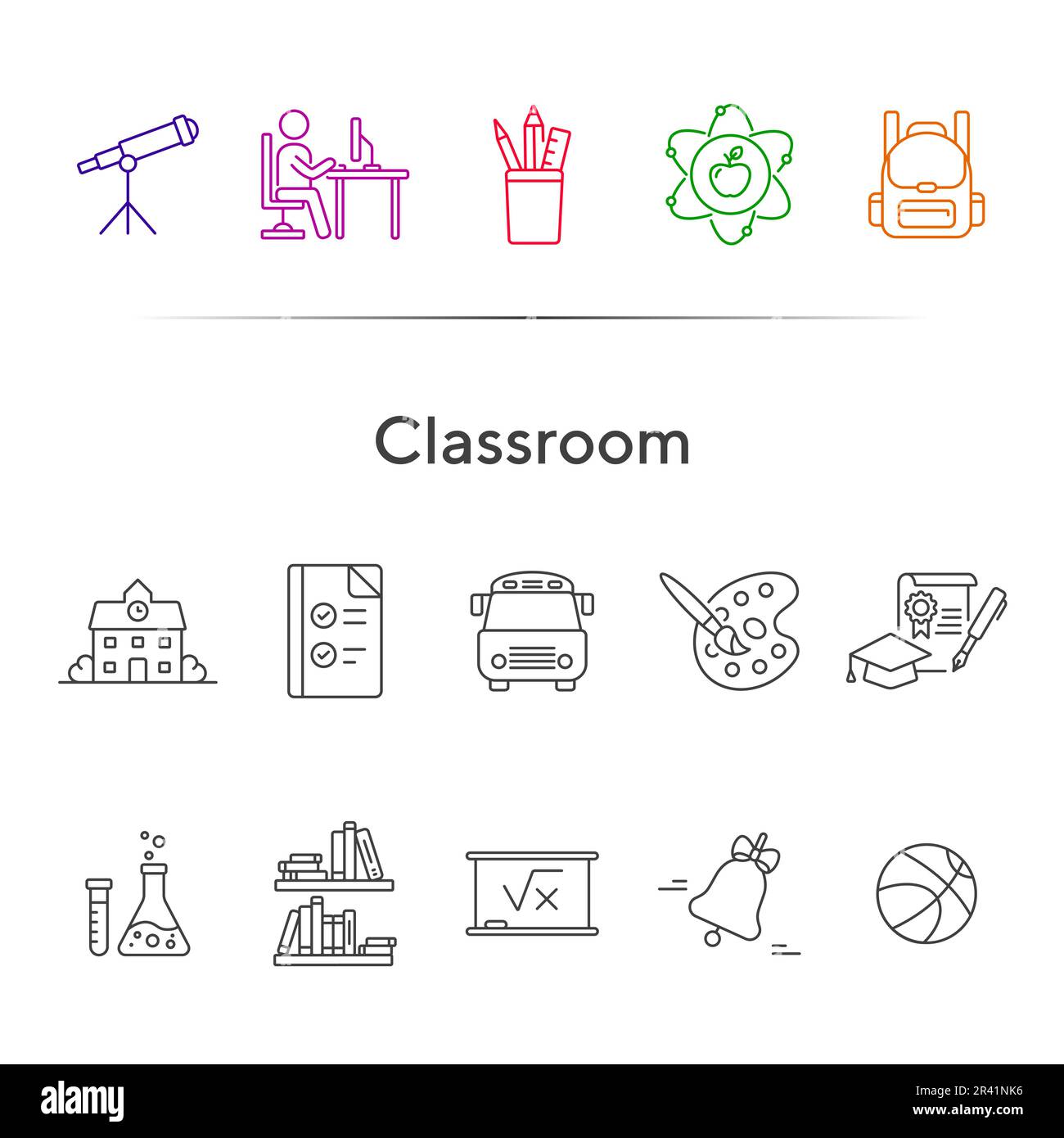 Classroom line icon set Stock Vector Image & Art - Alamy