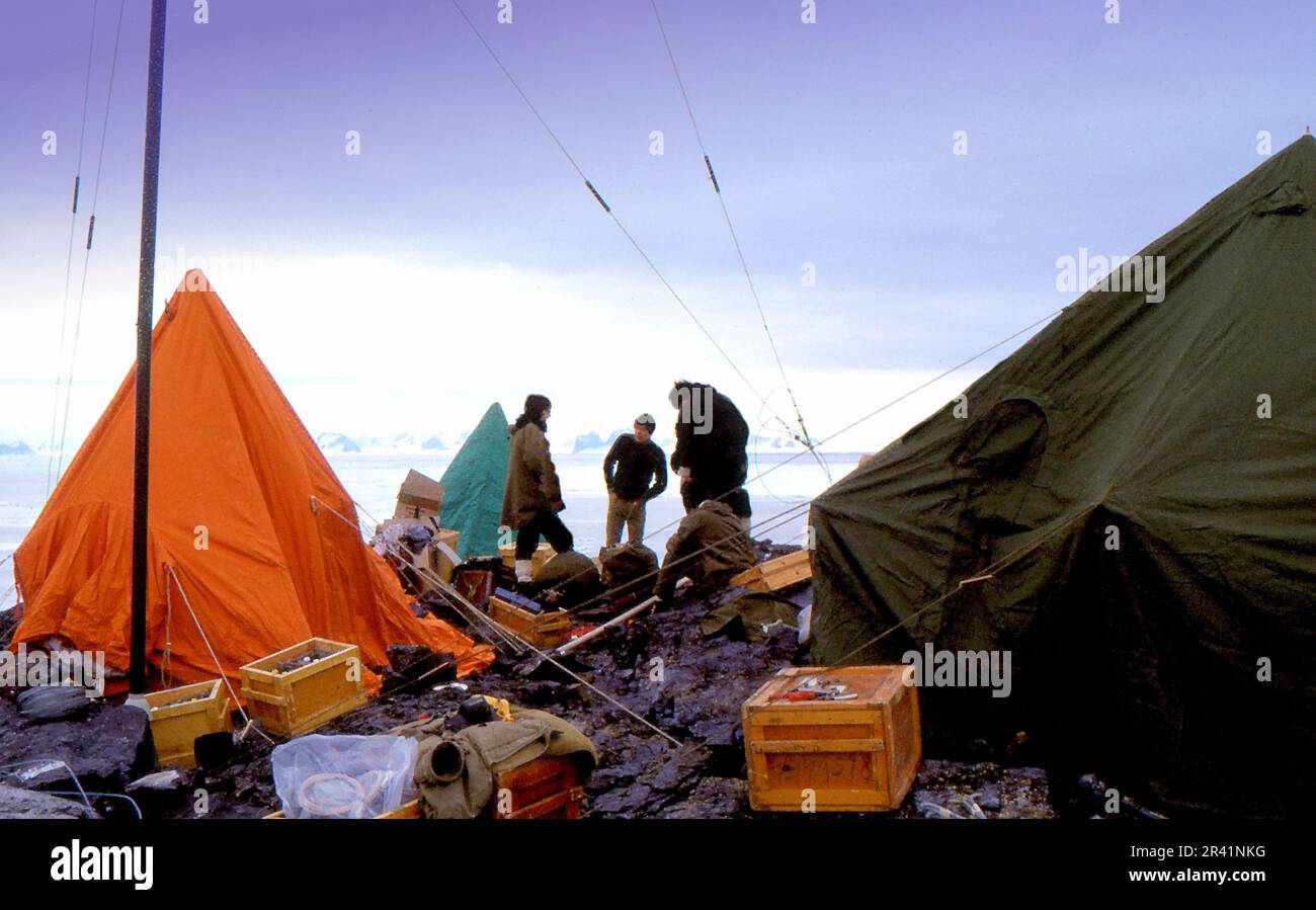 Grahamland Antarctica 1972 Scientific shore party settling in During ...
