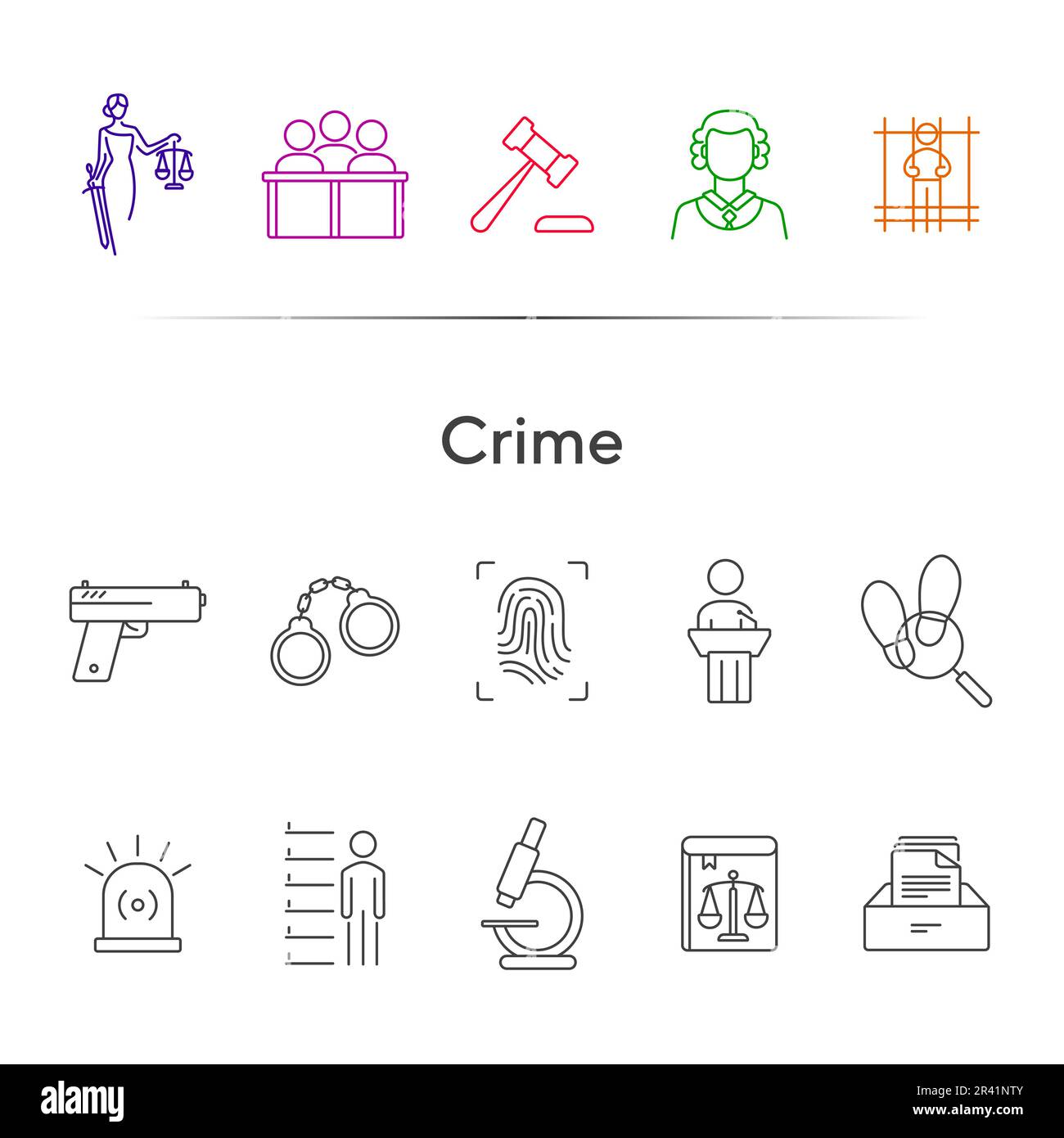 Crime line icon set Stock Vector Image & Art - Alamy