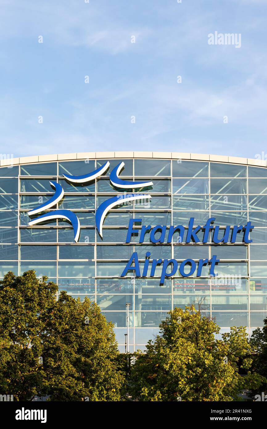 Frankfurt Airport Logo Fraport at Terminal 2 portrait at Frankfurt ...