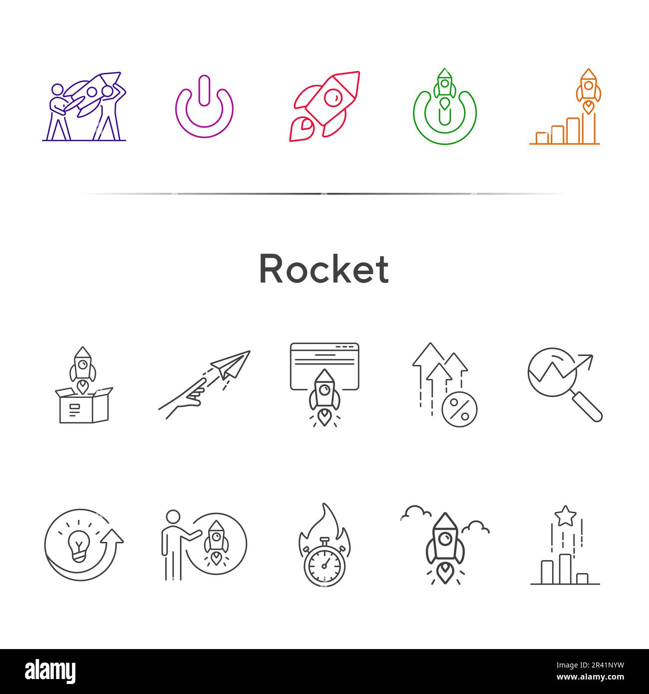 Rocket icon linear thin Cut Out Stock Images & Pictures - Alamy