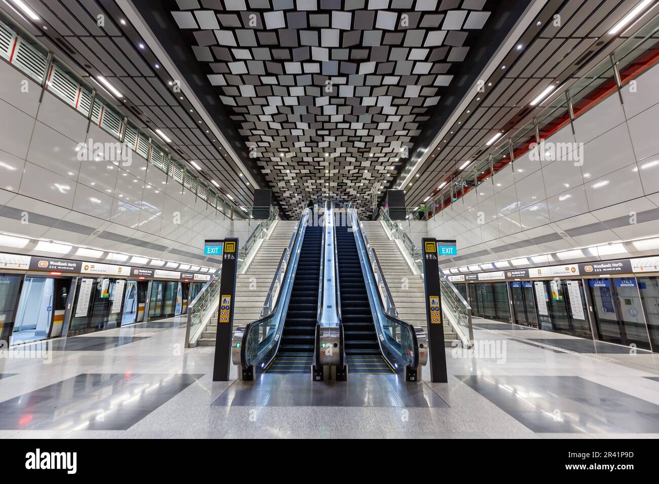 Metro Singapore subway at Woodlands North subway station on the Thomson ...