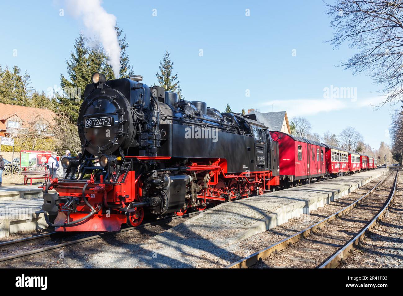 Steam train of Brockenbahn railroad steam railroad in Drei Annen Hohne ...