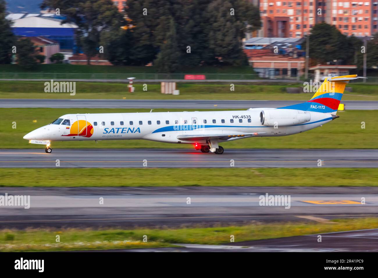 SATENA Embraer ERJ 145 aircraft Bogota airport in Colombia Stock Photo ...