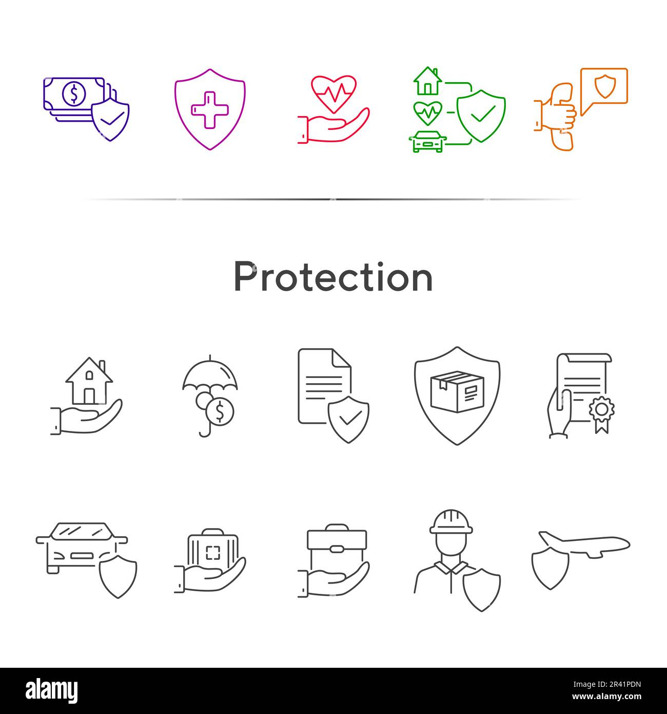 Protection line icon set Stock Vector Image & Art - Alamy