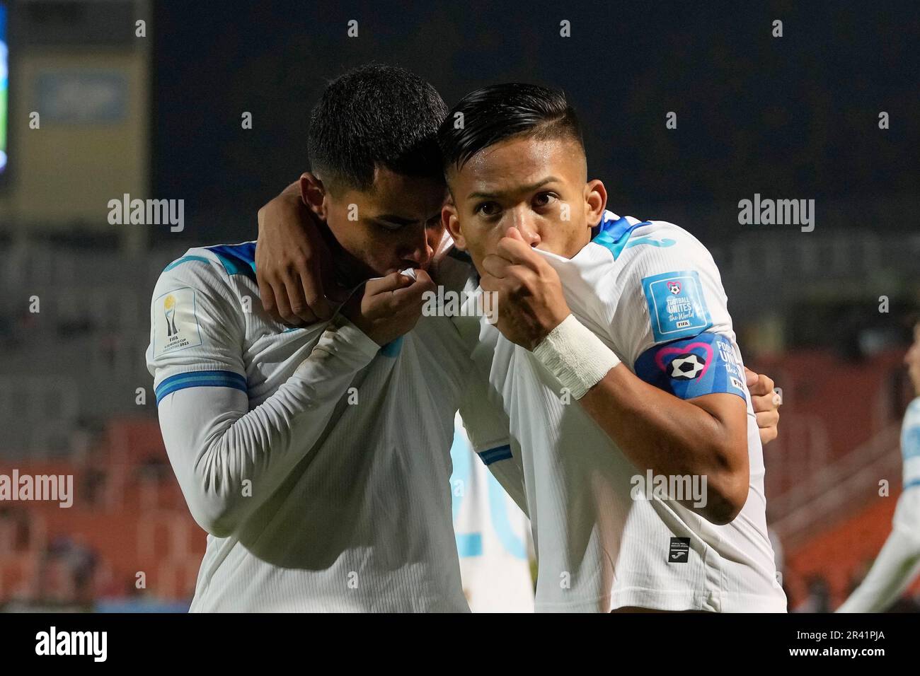 Honduras's Isaac Castillo, left, celebrates scoring his side's second ...