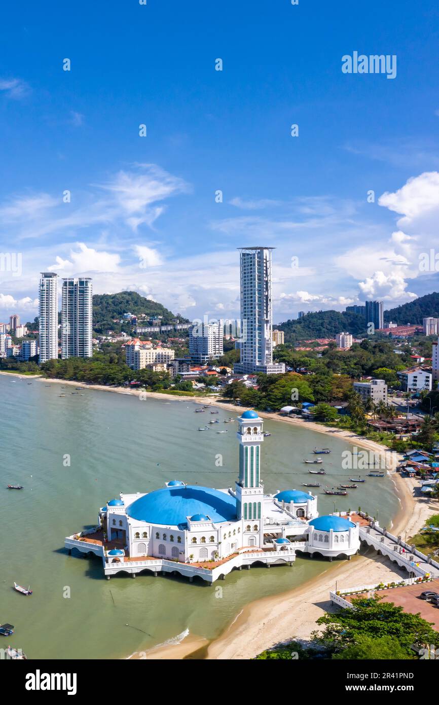 The Floating Mosque aerial portrait on Penang Island in Malaysia Stock ...