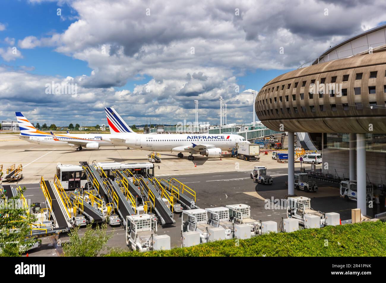 Aircraft at Paris Charles de Gaulle CDG Airport Terminal 2 in France ...