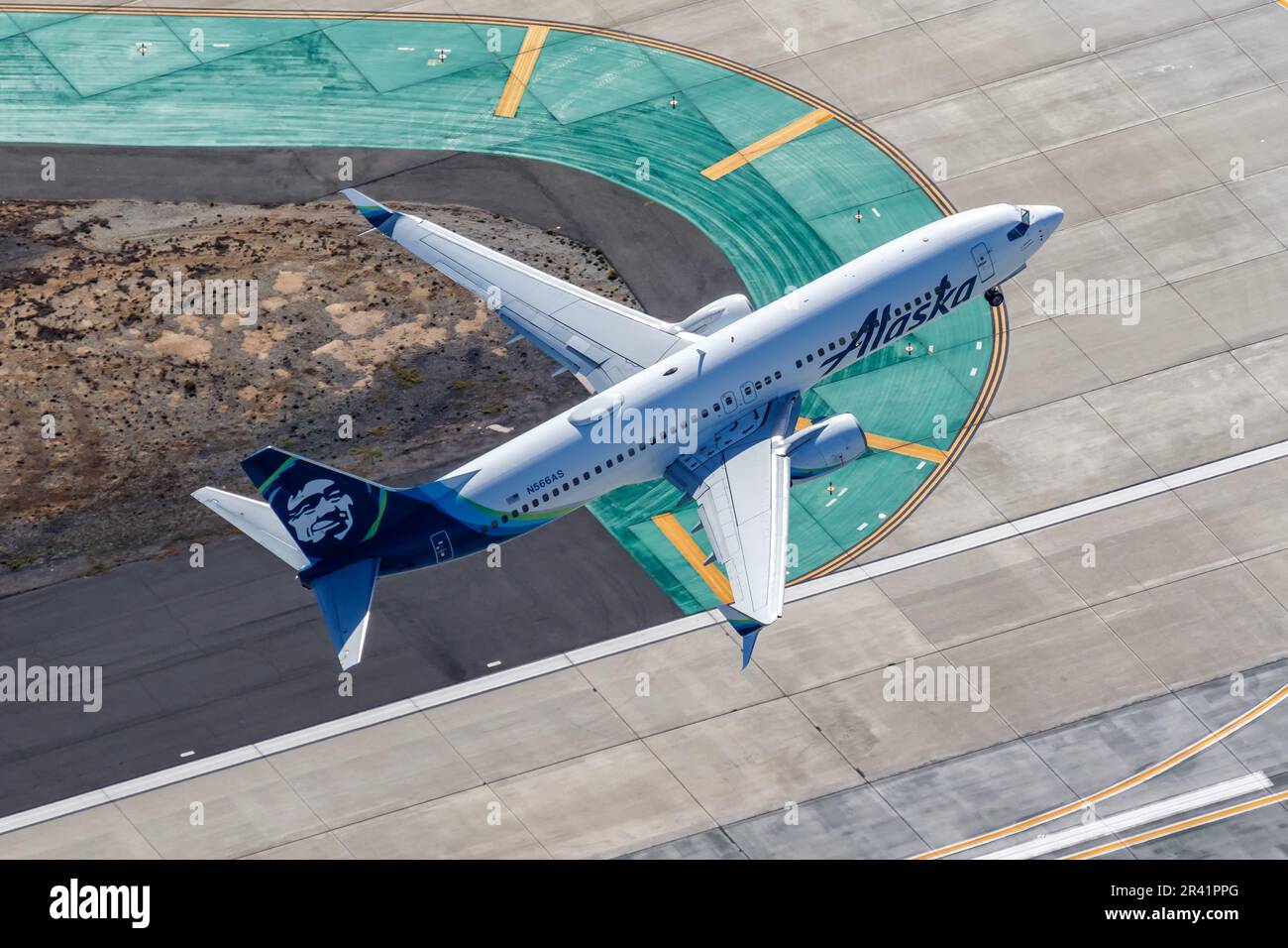 Alaska Airlines Boeing 737-800 airplane Los Angeles airport in USA ...