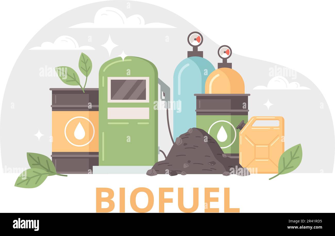 Biofuel types flat background offering different green energy products ...