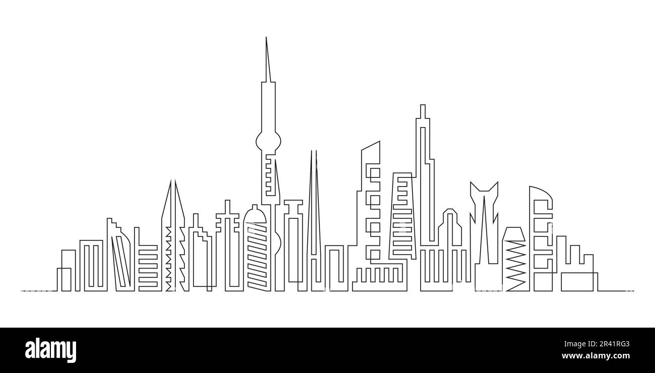 Continuous line drawing of house, residential building concept. Modern ...