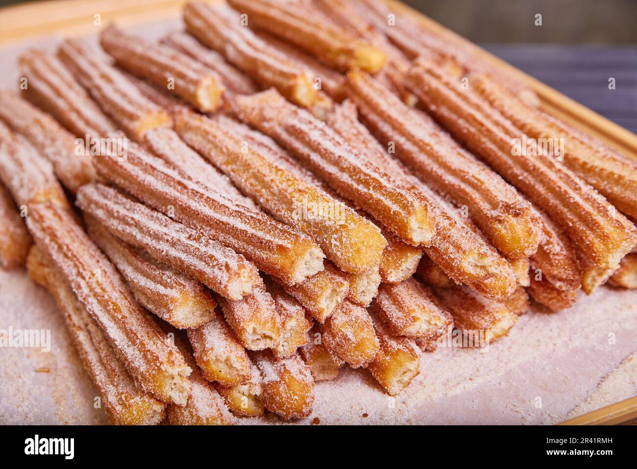 Baked good cinnamon sugar star shaped churros Mexican baked pastry ...