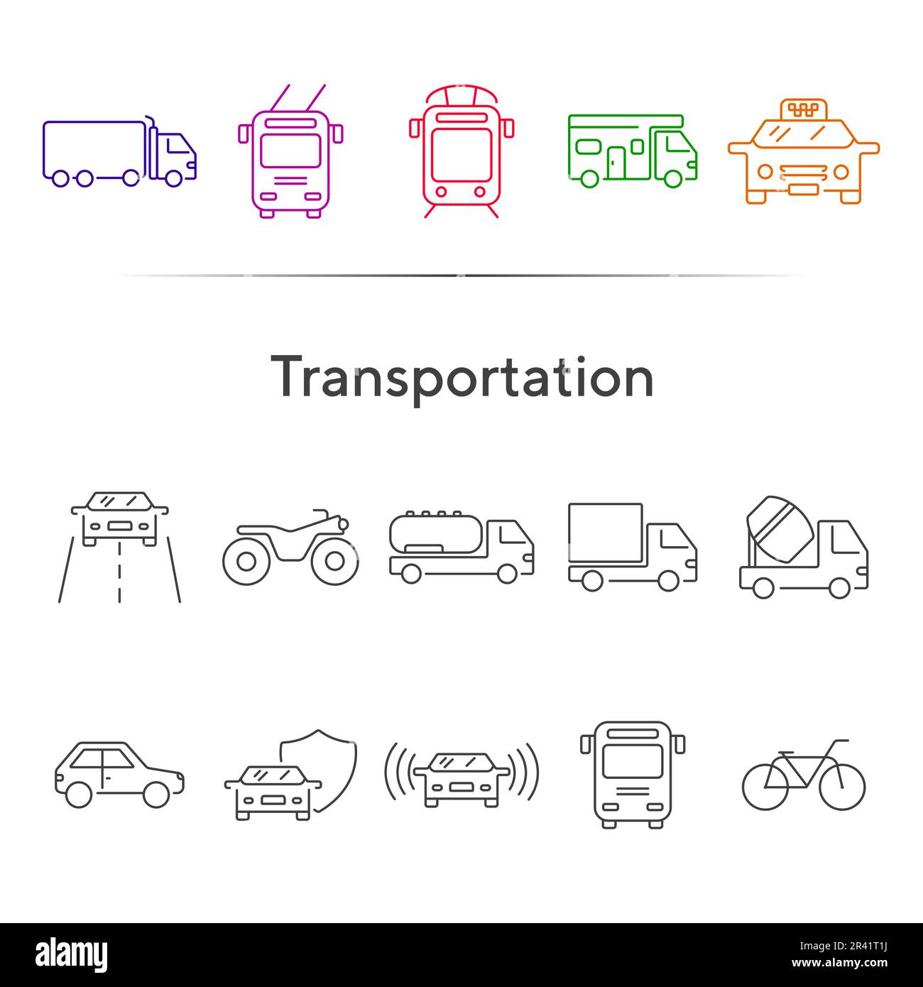 Transportation line icon set Stock Vector Image & Art - Alamy