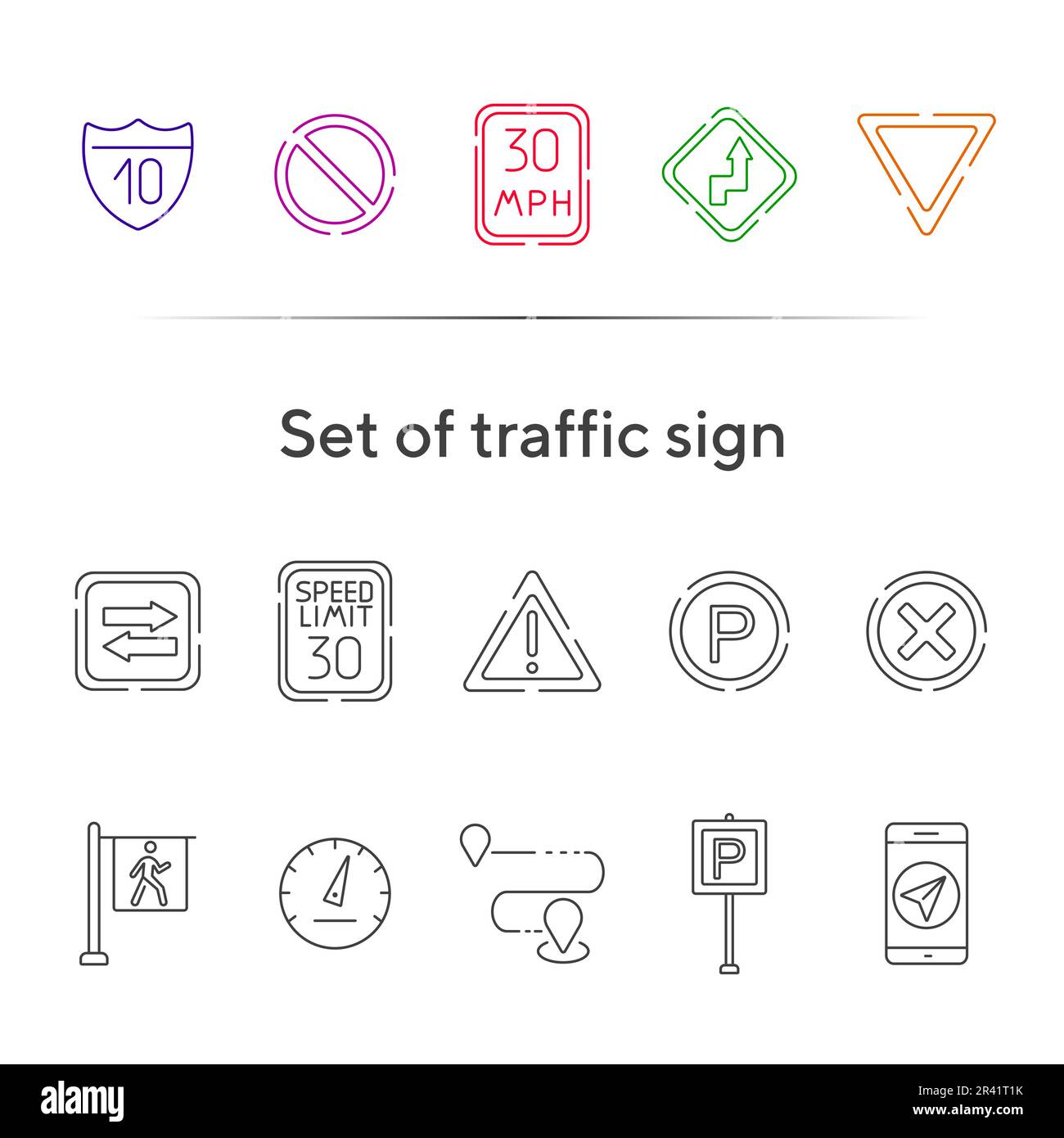 Set of traffic sign line icons Stock Vector Image & Art - Alamy