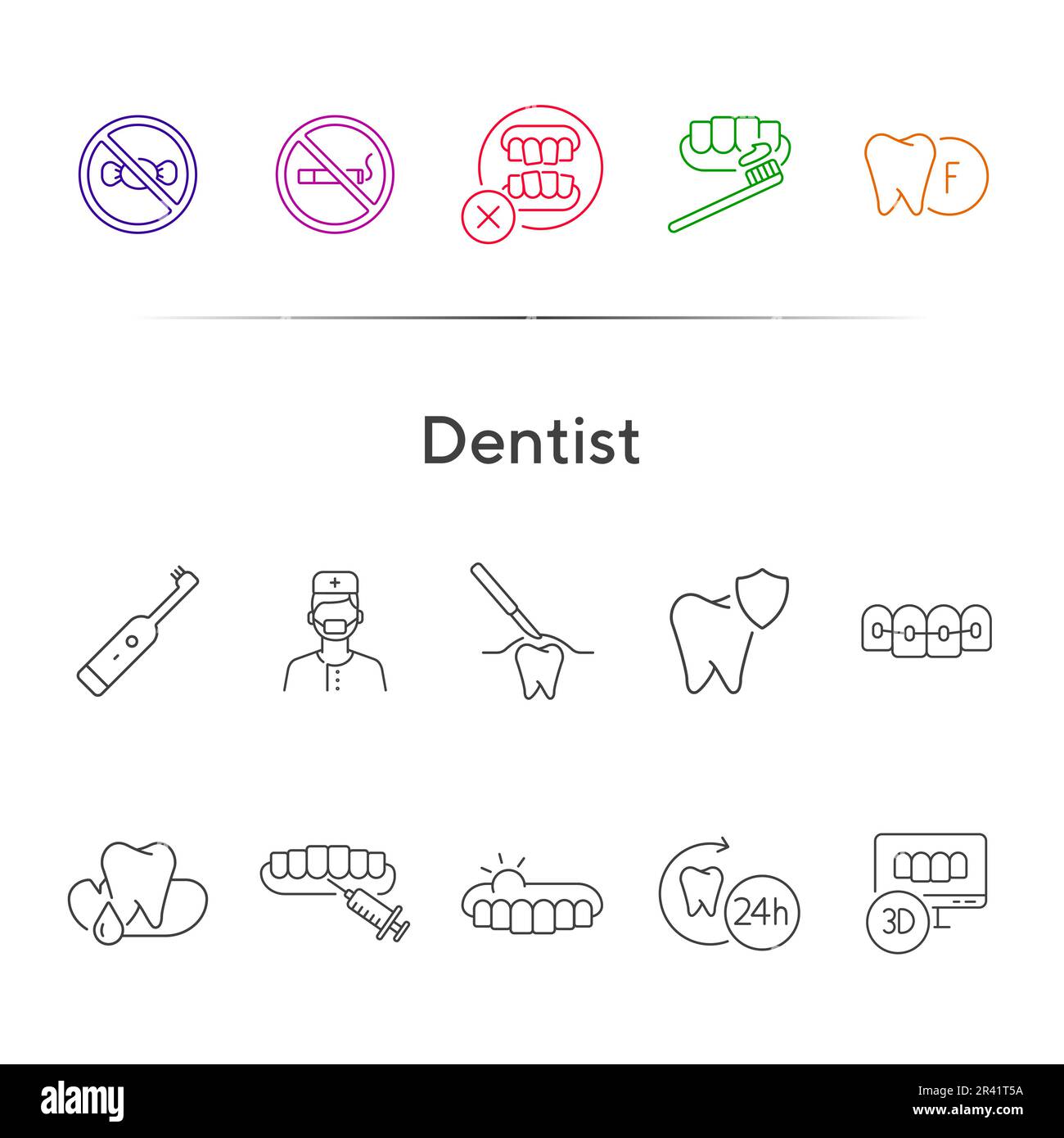 Dentist icons. Set of line icons Stock Vector Image & Art - Alamy