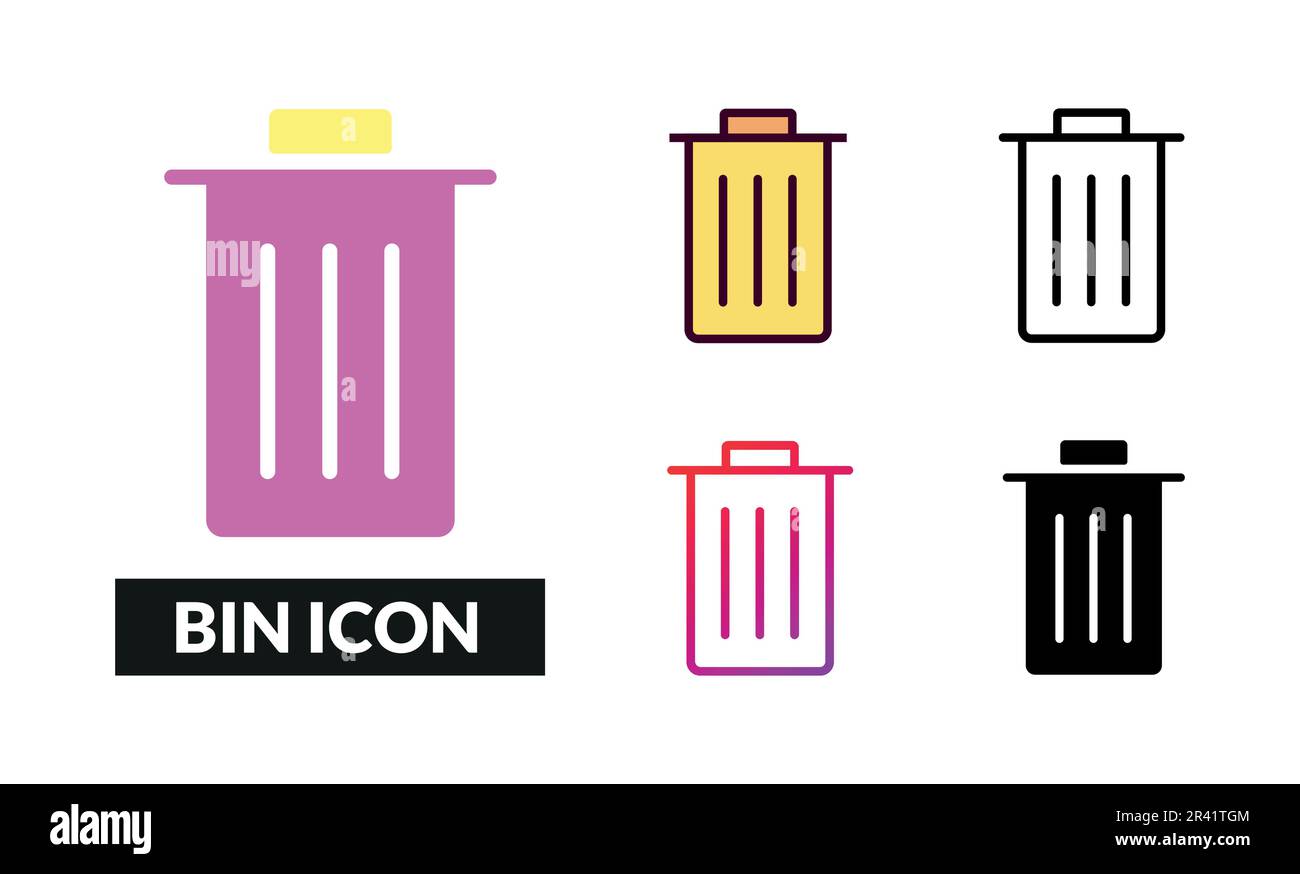 Bin Icon Set Vector Illustration Stock Vector Image & Art - Alamy