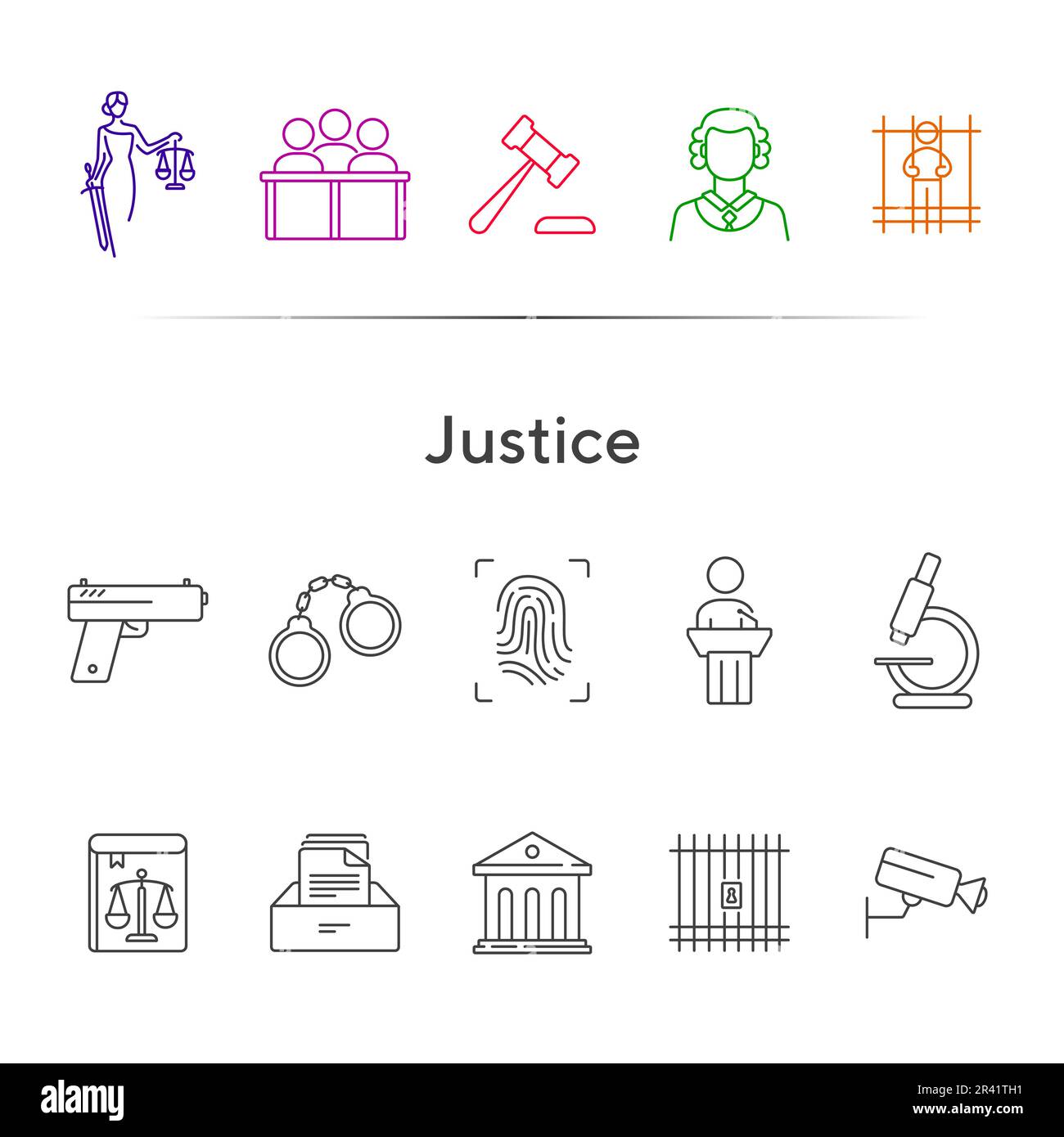 Justice line icon set Stock Vector Image & Art - Alamy