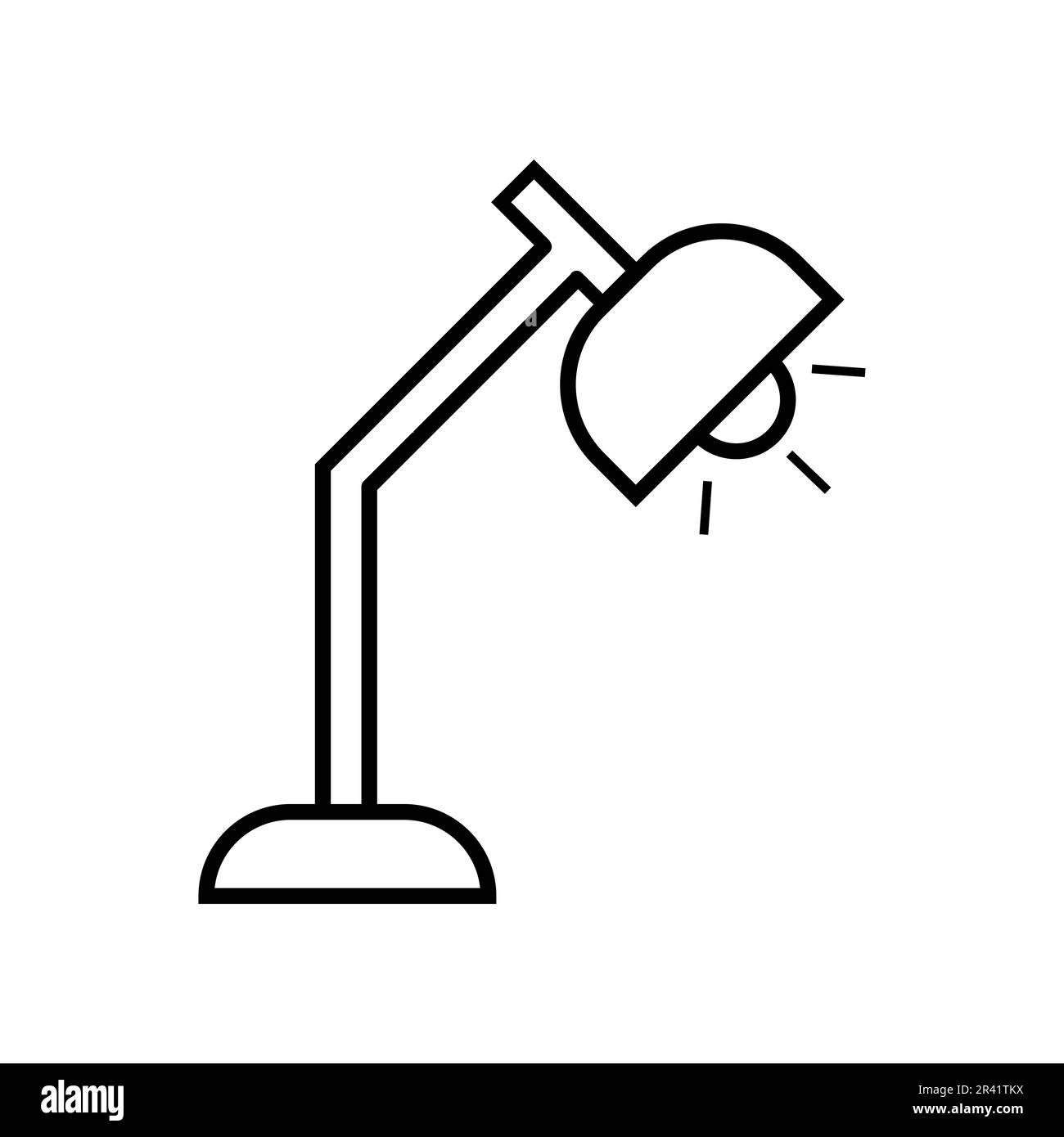 Desk Lamp Lineal Icon Symbol Vector. Black Outline Desk Lamp Icon Stock ...