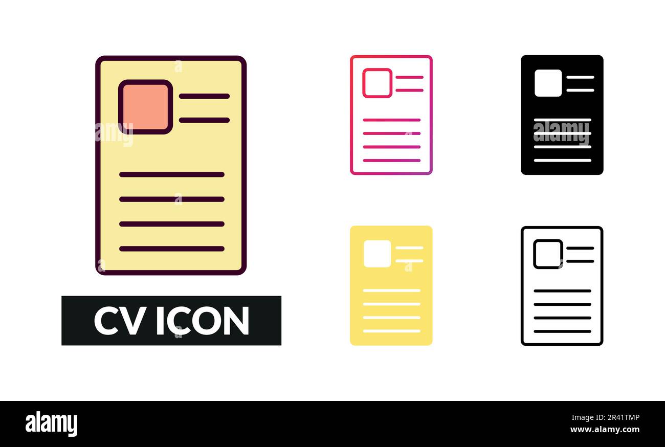 CV Icon Set Vector Illustration Stock Vector Image & Art - Alamy