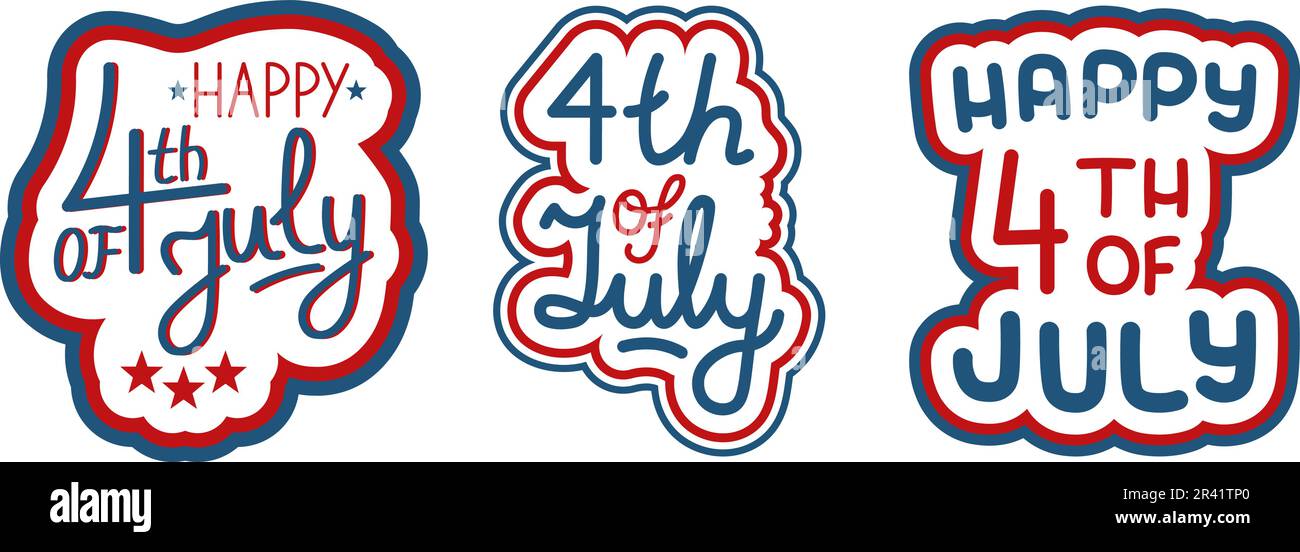 Happy 4th of July Signs Lettering Collection. Vector Illustration With ...
