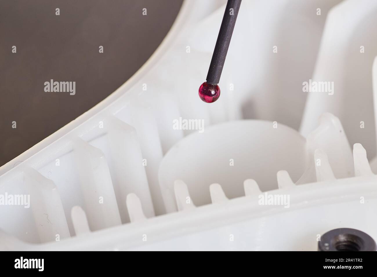 Metrology CMM programming machine probe inspecting plastic part for ...