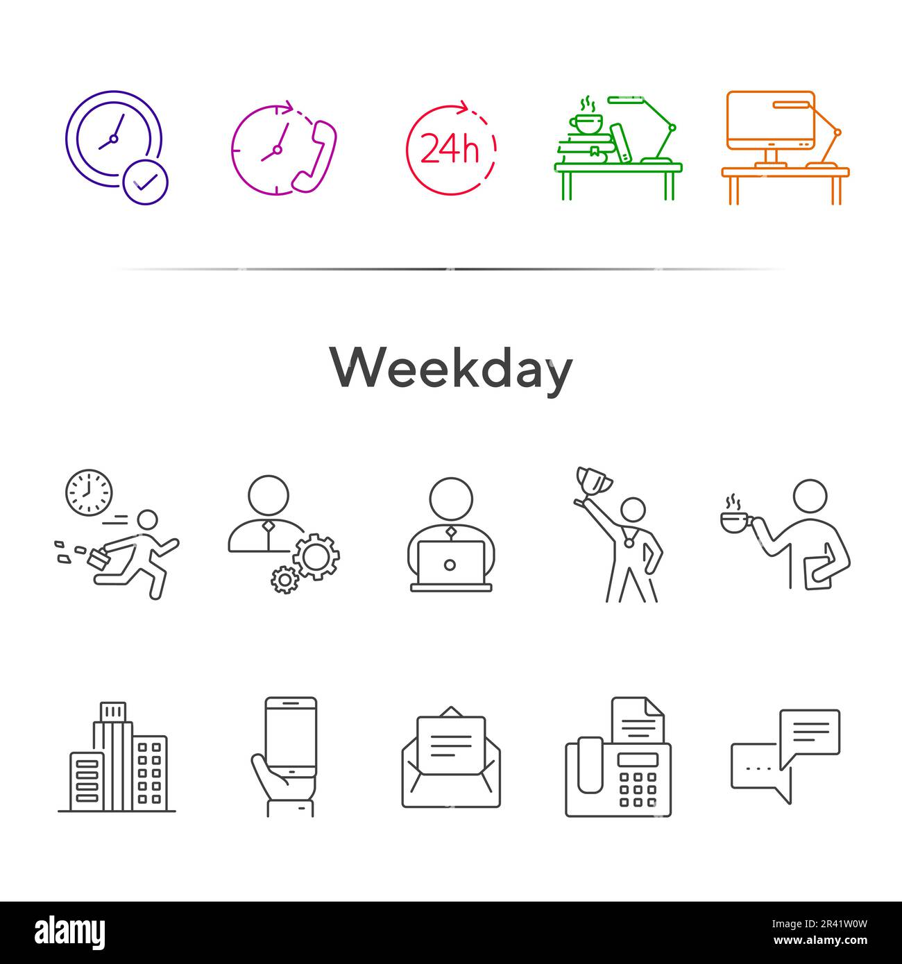 Weekday line icon set Stock Vector Image & Art - Alamy