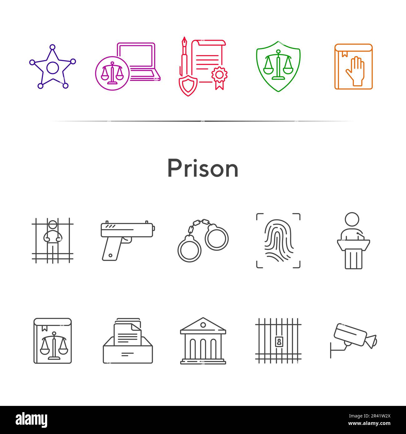 Prison line icon set Stock Vector Image & Art - Alamy