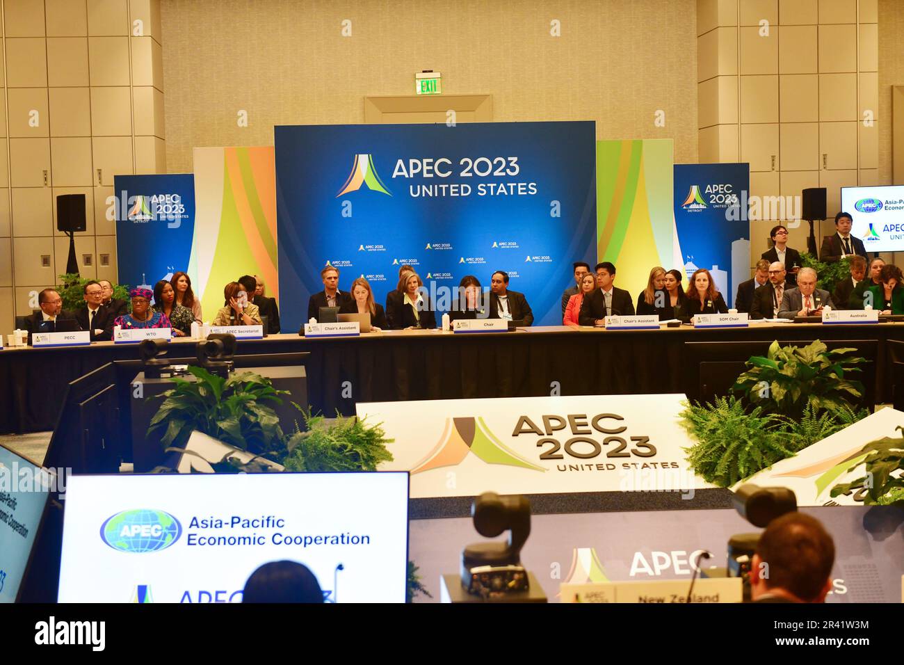 Detroit, USA. 25th May, 2023. Delegates attend the 2023 APEC Ministers ...