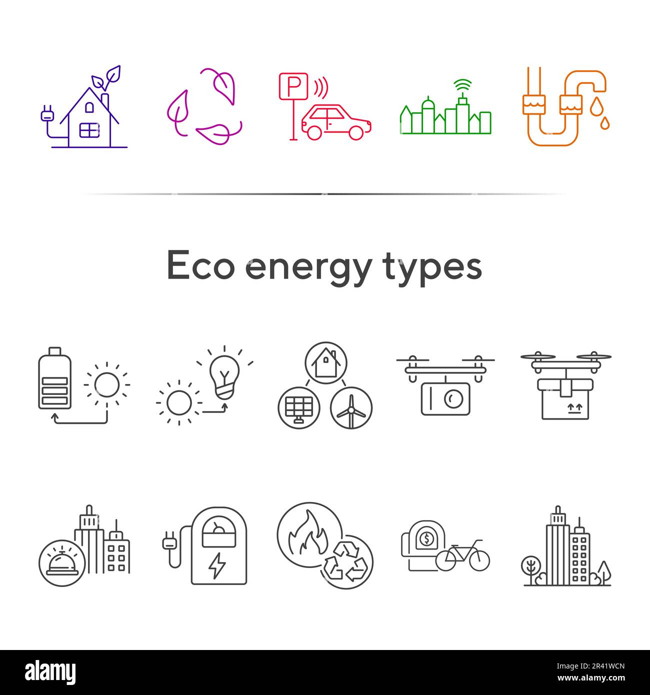 Eco energy types icons Stock Vector Image & Art - Alamy