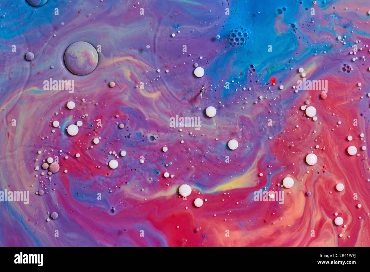 Galactic outer space fantasy abstract art with oil and milk sphere ...
