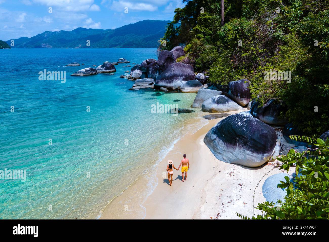 Drone view at the beach of Koh Lie island in Thailand Stock Photo - Alamy