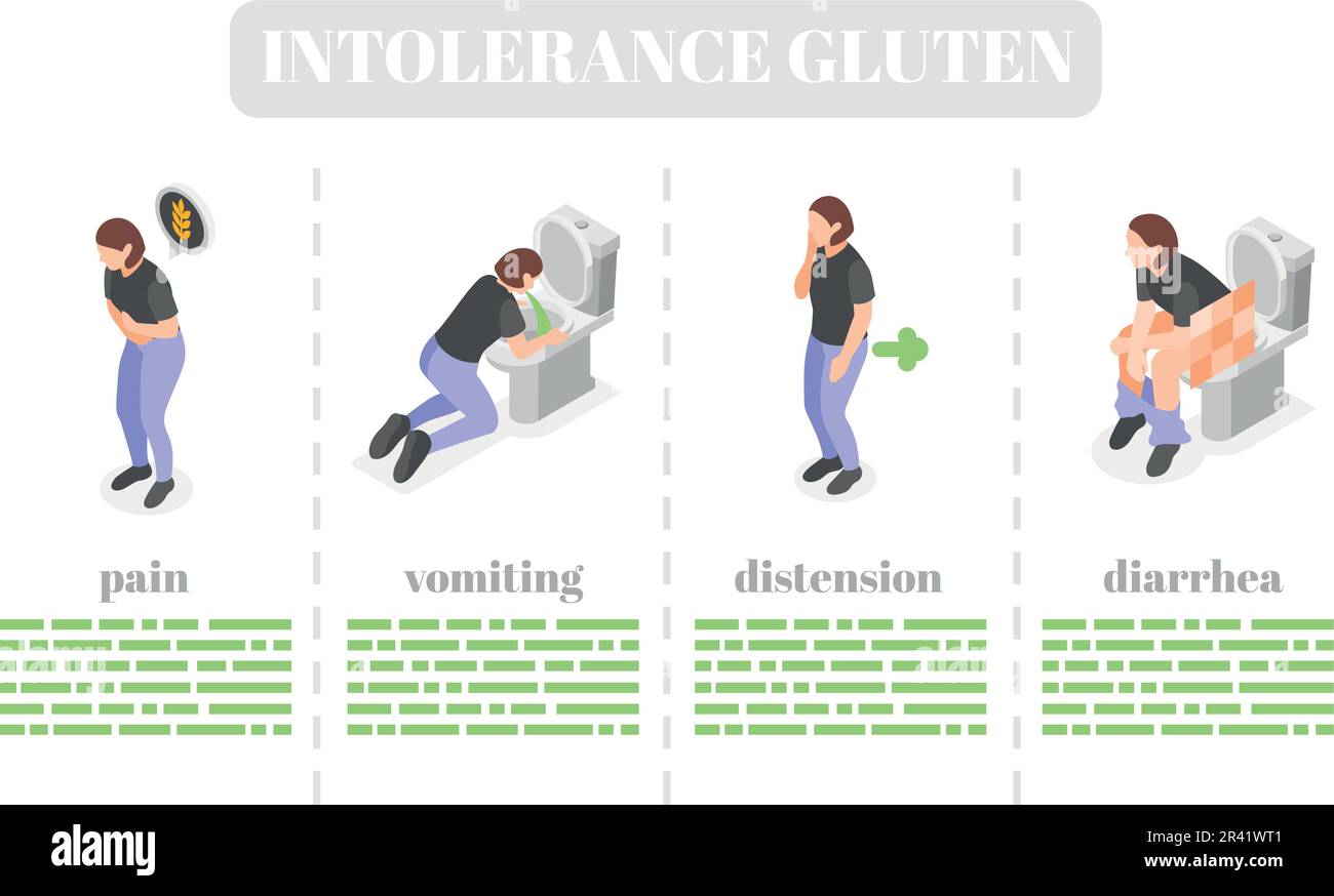 Gluten intolerance isometric composition with set of images ...