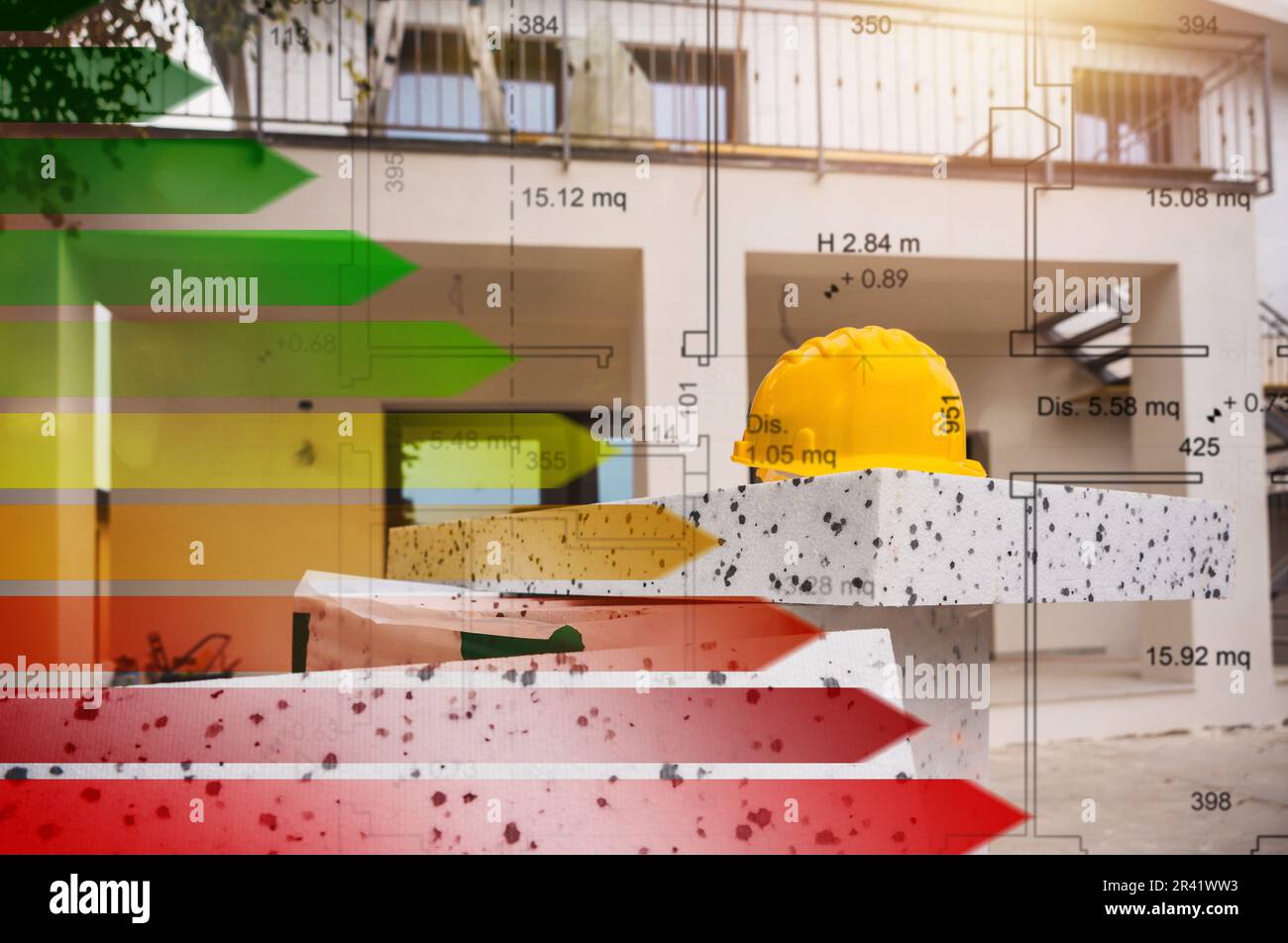 Polystyrene thermal cladding for energy saving on a new house Stock ...