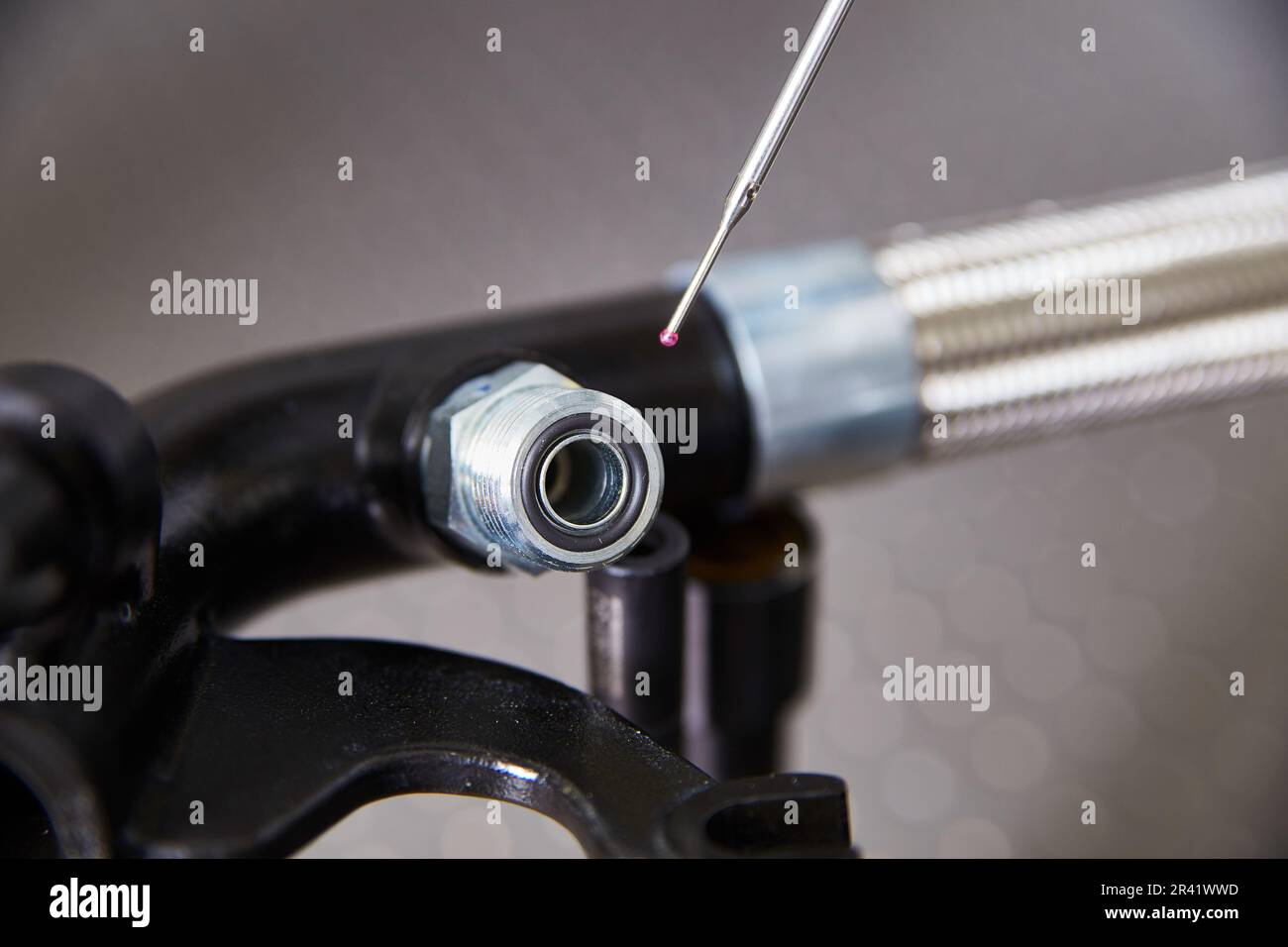 CMM machine programing probe small part inspection machinery background ...