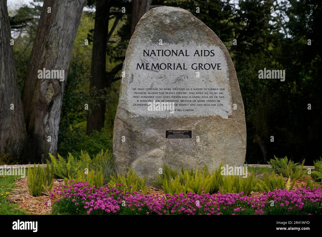 A sign for the National AIDS Memorial Grove is shown at Golden Gate ...