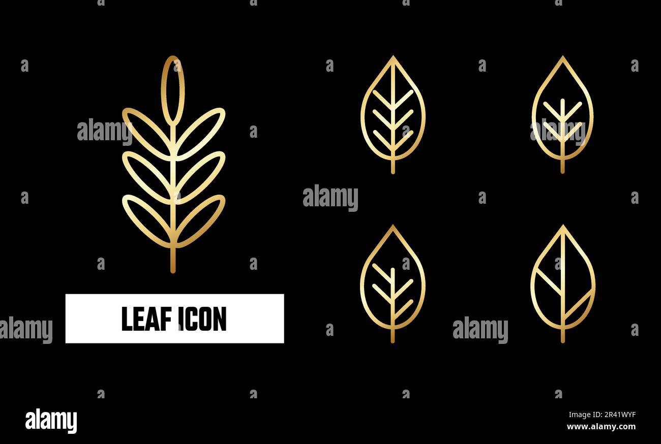 Golden Leaf Icon Vector Illustration Stock Vector Image & Art - Alamy
