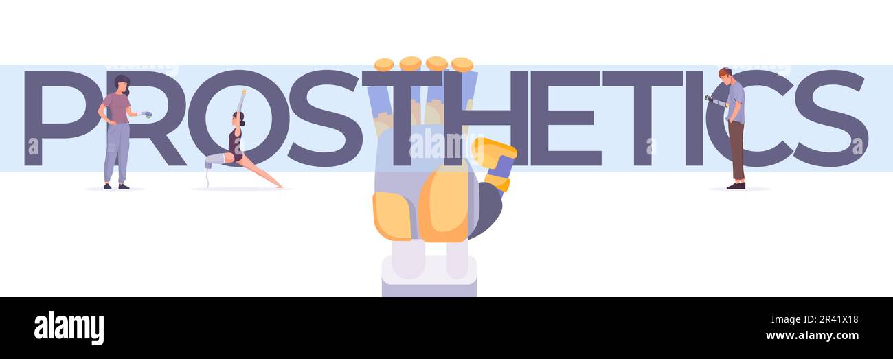 Prosthetics robotic composition with isolated flat text held by ...