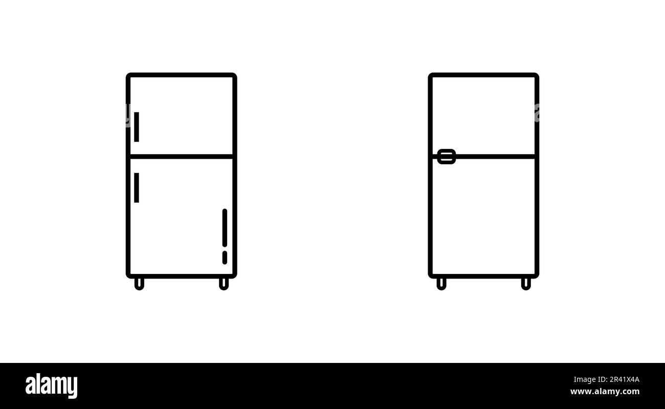 Fridge Lineal Icon Symbol Vector. Black Outline Fridge Icon Stock ...