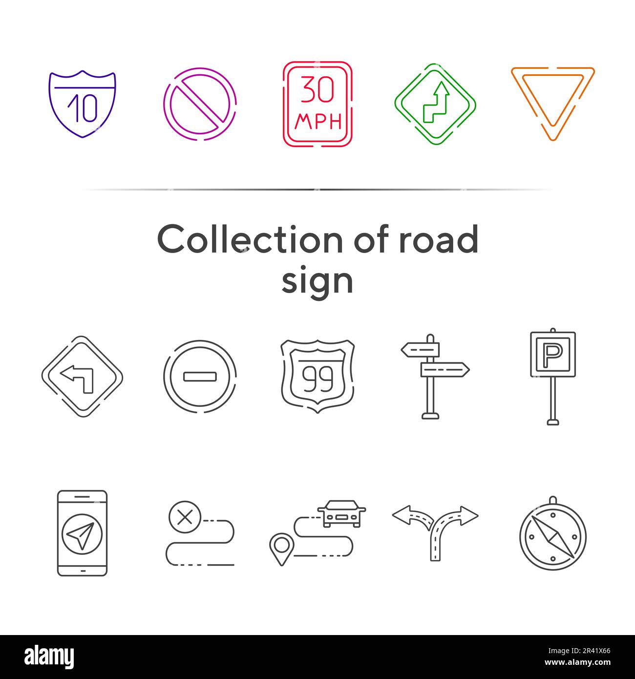 Collection of road sign icons Stock Vector Image & Art - Alamy