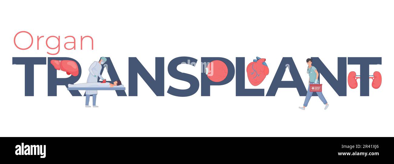 Organ transplant composition with editable text and flat characters of ...