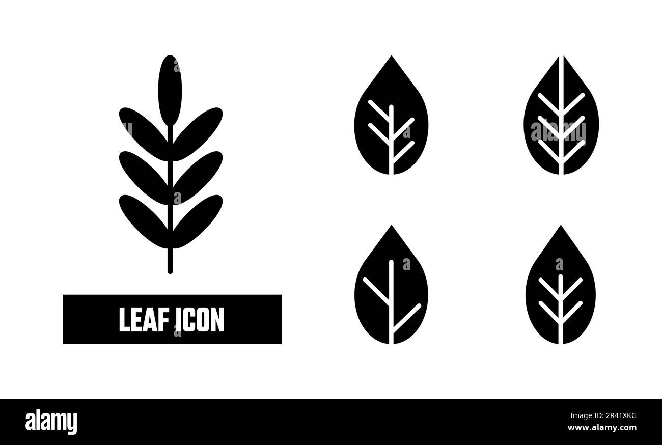 Leaf Fill Icon Symbol Vector. Black Glyph Leaf Icon Stock Vector Image ...