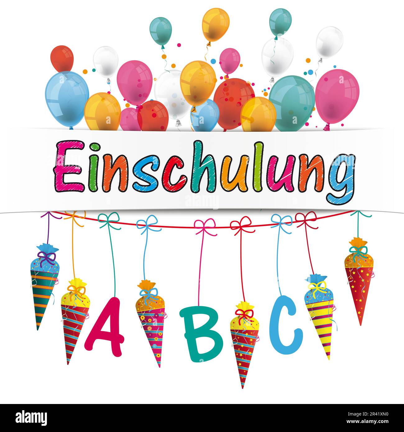 Candy Cones Banner Balloons Einschulung Stock Photo - Alamy
