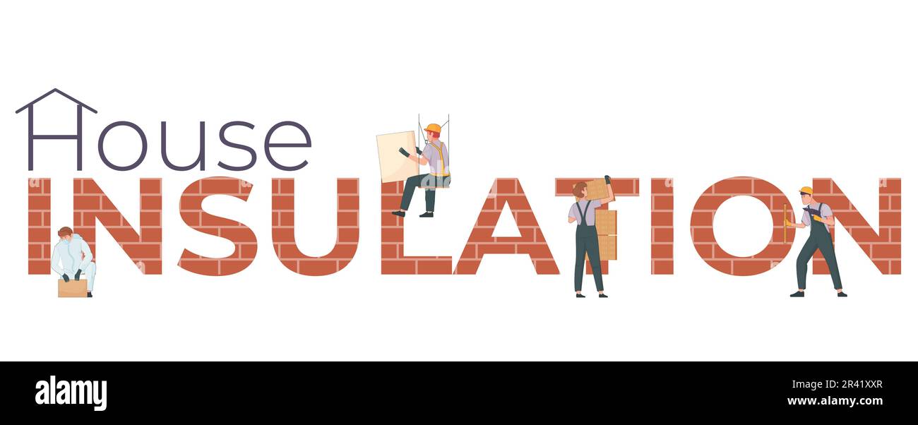 Thermal insulation flat text composition with letters made of wall ...